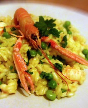 Ricetta del Risotto con scampi e piselli - Riso Gallo